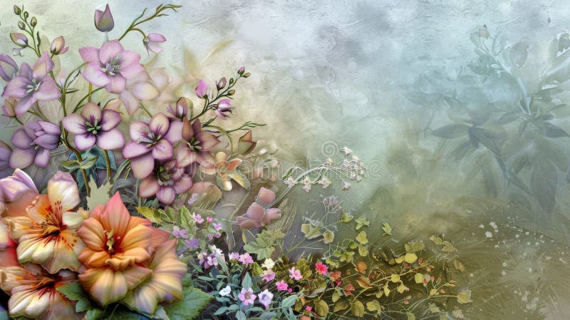 Elegant Floral Composition with Lush Blooms and Soft Textured ...