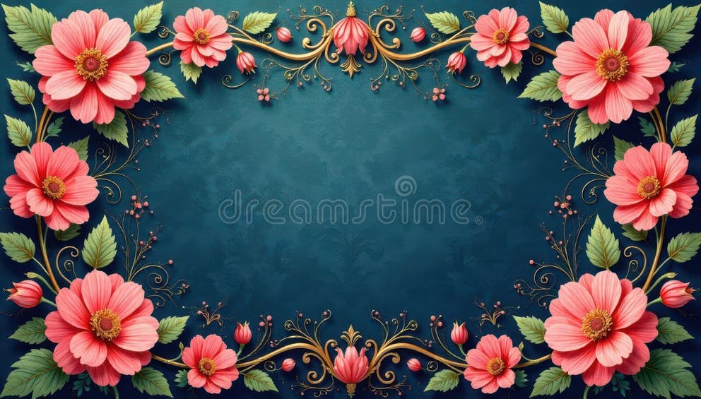 Elegant Floral Damask, Intricate Scrollwork and Blossoms , Style ...
