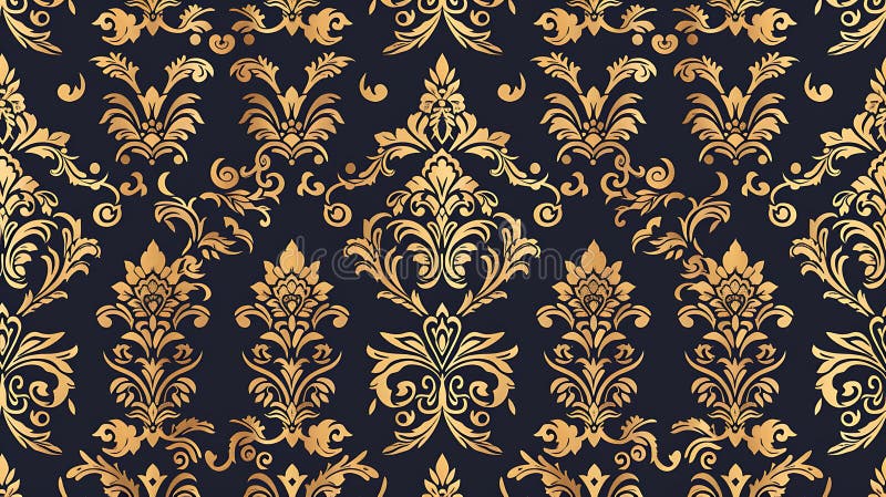 Elegant Floral Damask Pattern Stock Illustration - Illustration of ...