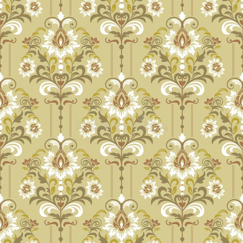 Elegant Floral Damask Pattern. Vector Seamless Border in Victorian ...