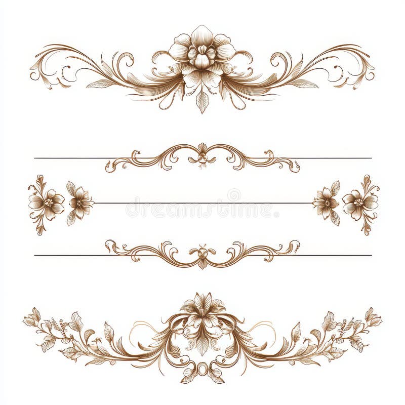 Elegant Floral Design Elements Ornate Frames Wedding Invitations ...