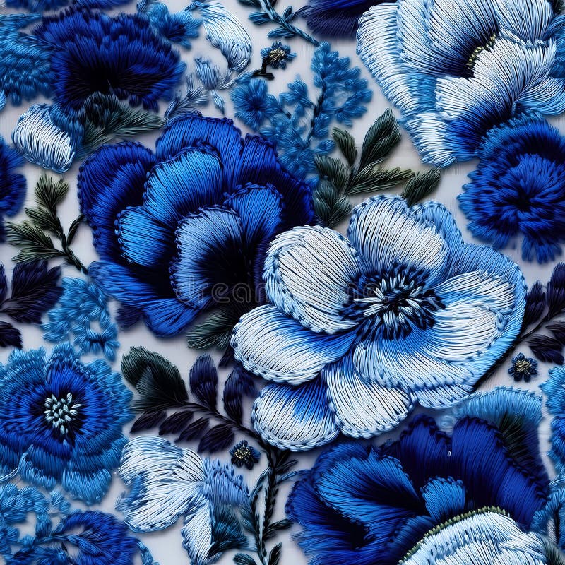 Elegant Floral Design in a Seamless Pattern Inspired by Traditional Cross Stitch Techniques ...