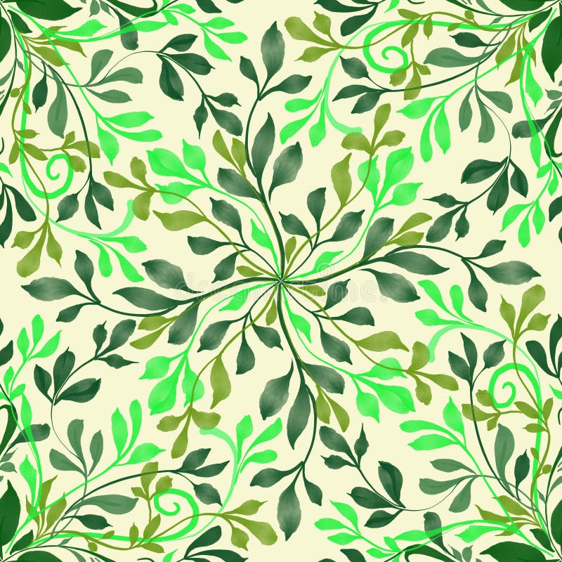 Elegant Floral Drawing Seamless Pattern with Leaves Stock Illustration ...