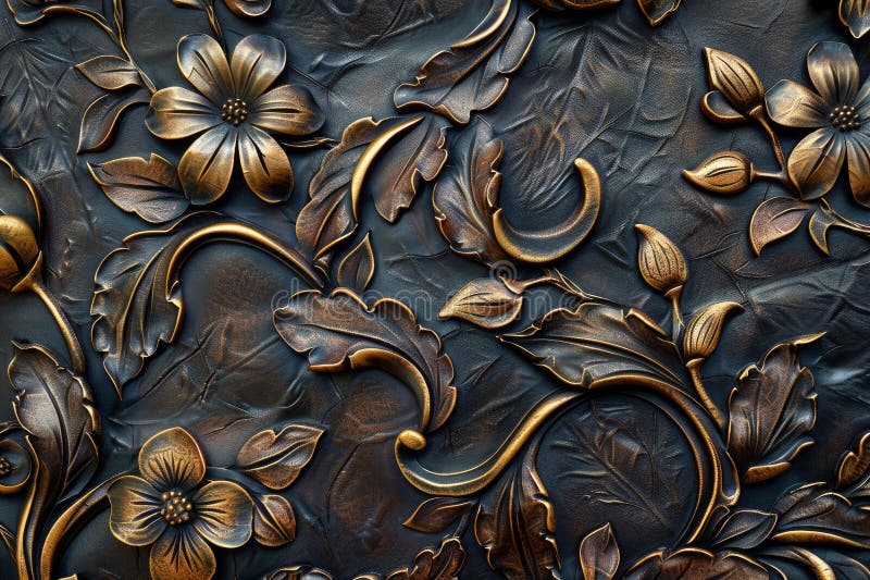Elegant Floral Embossed Leather Texture Stock Illustration ...