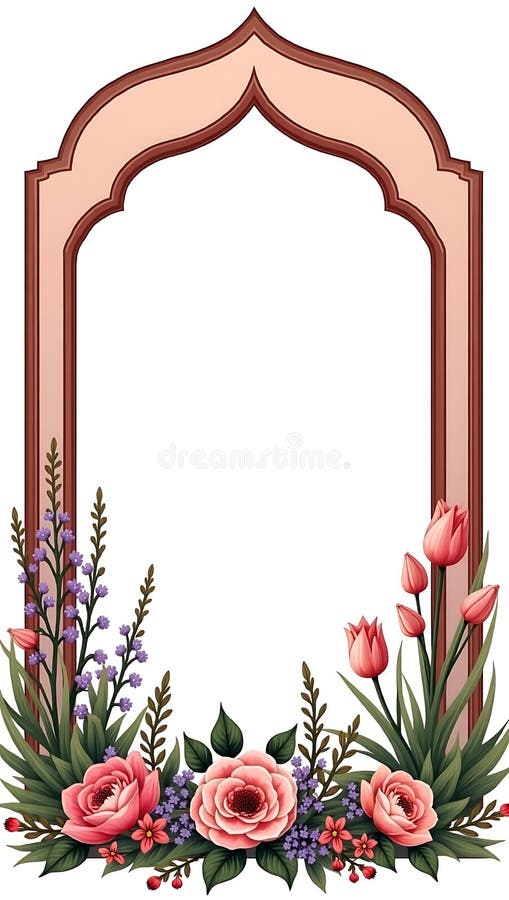 Elegant Floral Frame with Arch Design for Wedding Invitations. Stock ...