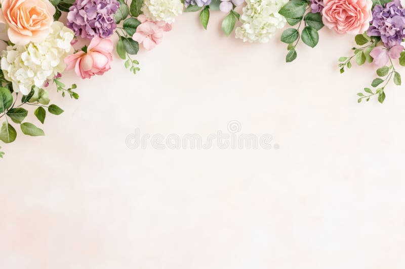 Elegant Floral Frame with Assorted Roses and Leaves on Soft Background ...
