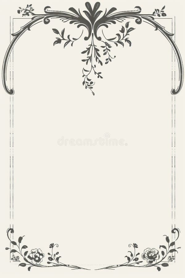 Elegant Floral Frame in Black and White Stock Illustration ...