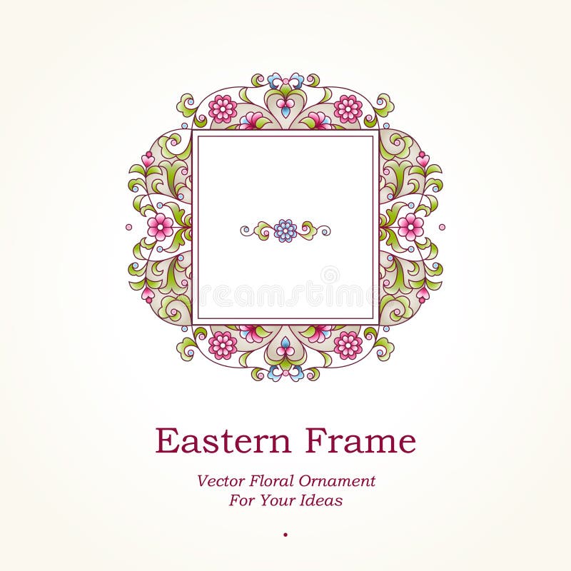 Elegant Floral Frame in Eastern Style. Stock Vector - Illustration of ...