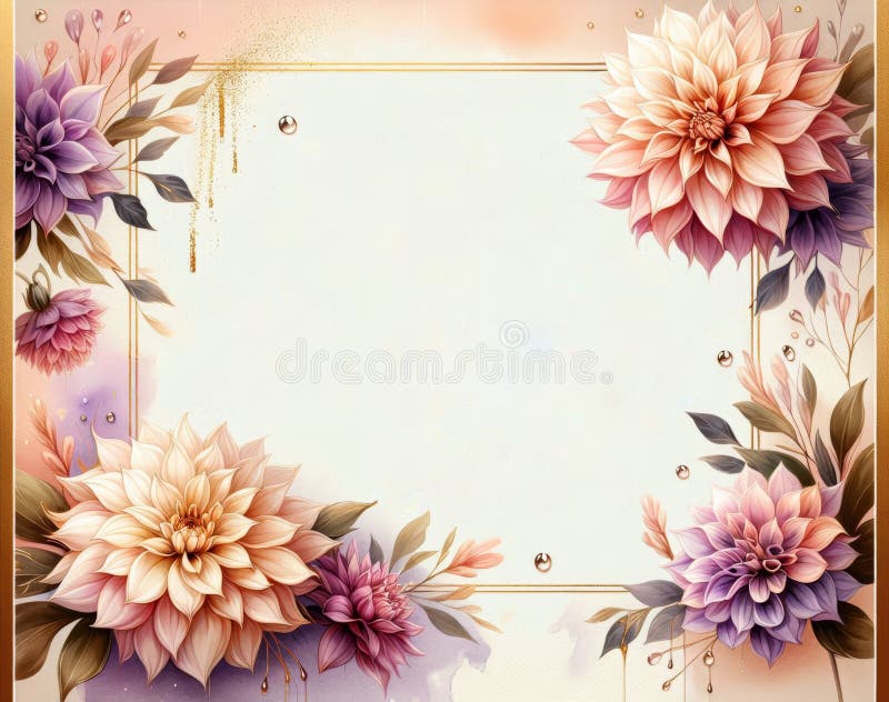 Elegant Floral Frame with Pastel-colored Flowers and Leaves on a Soft ...