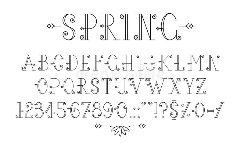 Elegant Floral Monoline Font, Monogram or Typeface Stock Vector ...