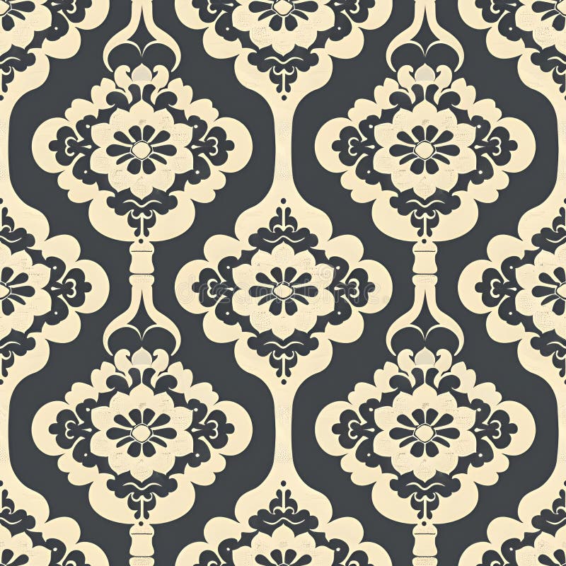 Elegant Floral Pattern in Black and Cream Stock Illustration ...