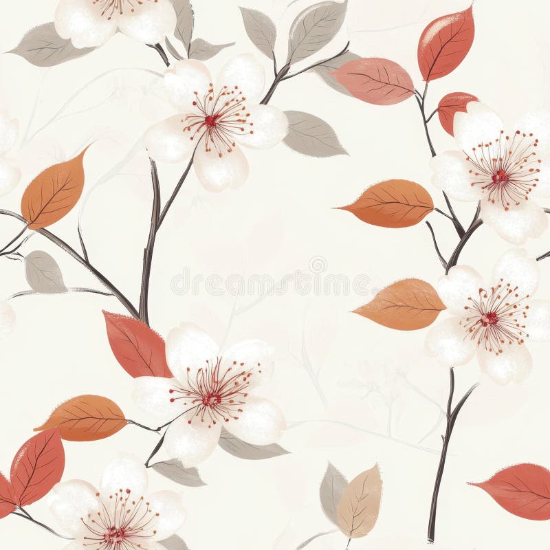 Elegant Floral Pattern with Blooming Cherry Blossoms Stock Image ...