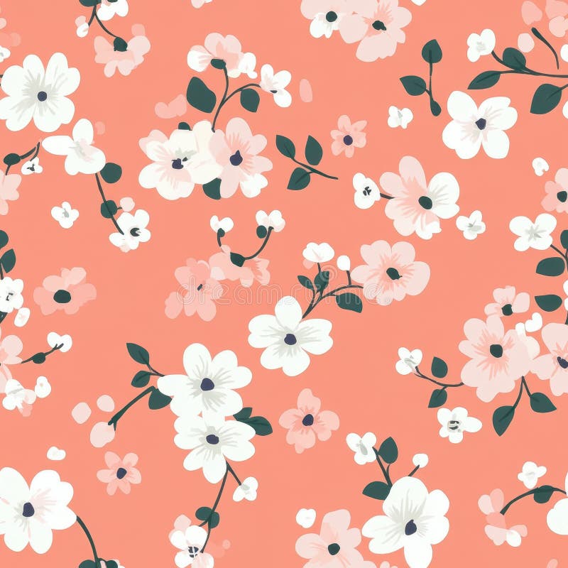 Elegant Floral Pattern Coral Background Trendy Designs Stock Photos ...