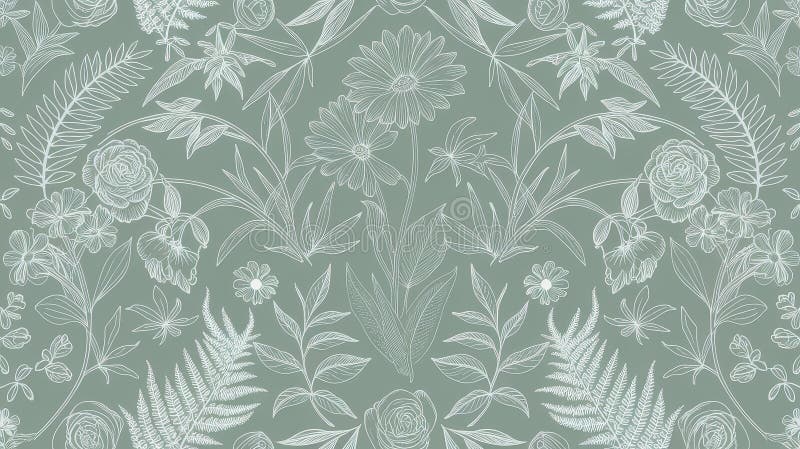 Elegant Floral Pattern Design Featuring Delicate White Illustrations on ...