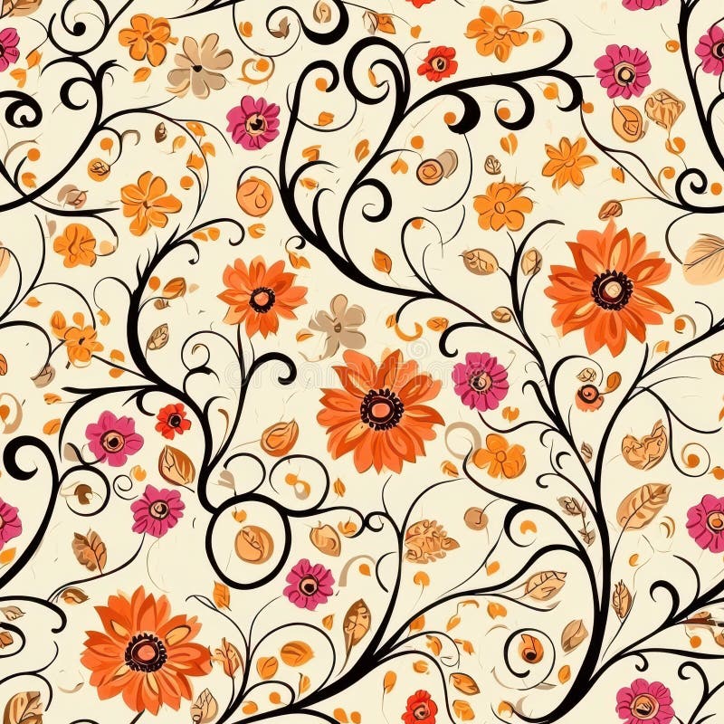 Elegant Floral Pattern Featuring a Vibrant Array of Colorful Flowers ...