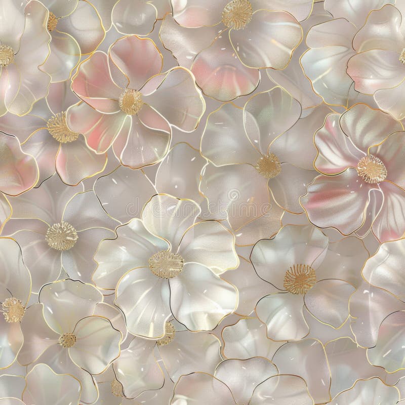 Elegant Floral Pattern with Gold Accents on Pastel Background Stock ...