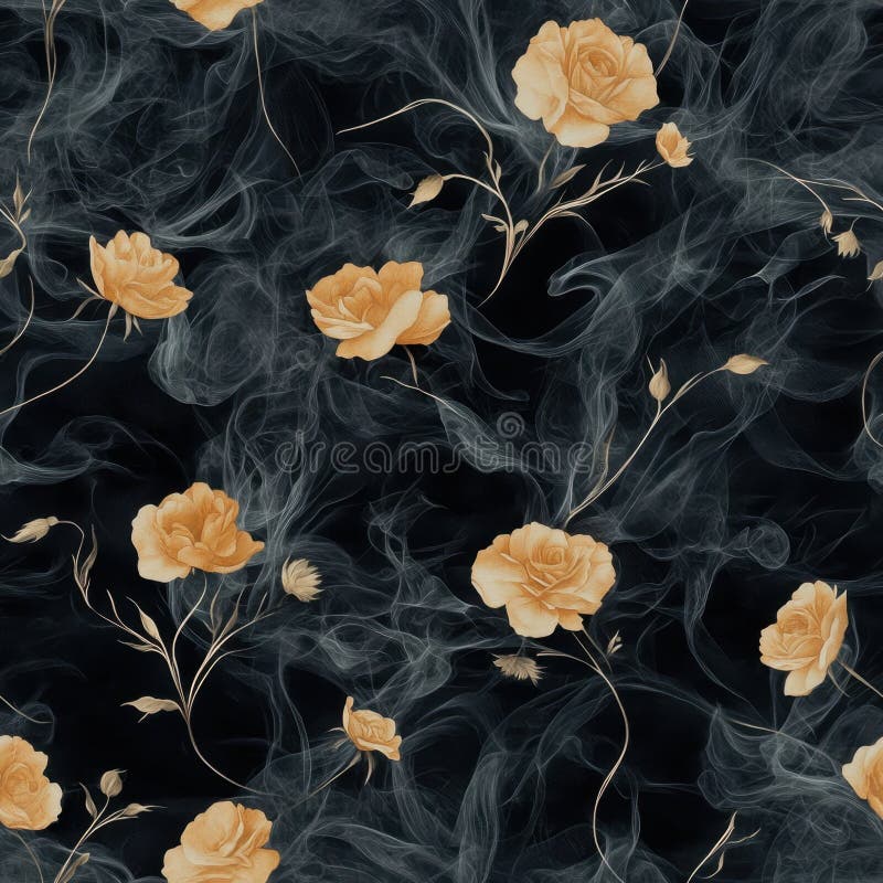 Elegant Floral Pattern of Orange Roses with Smoky Background. Stock ...