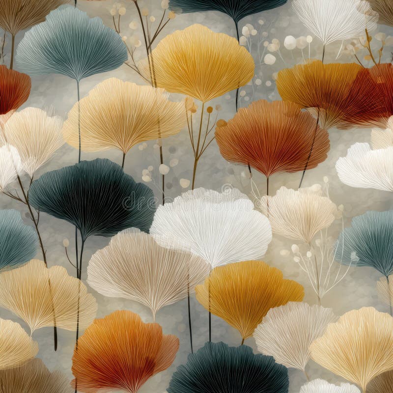 Elegant Floral Pattern with Soft Colors and Delicate Lines Stock Illustration - Illustration of ...