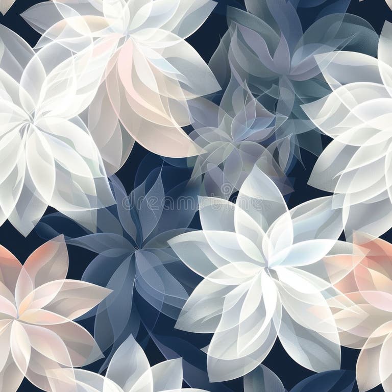 Elegant Floral Pattern with Translucent Petals on Dark Background Stock ...
