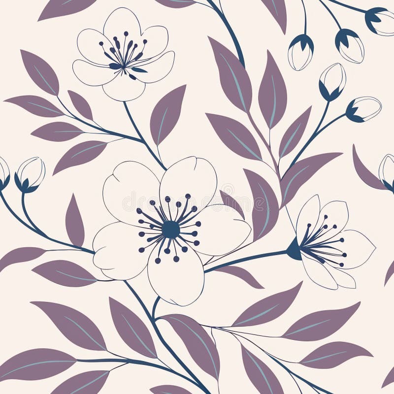 Elegant Floral Pattern with Vintage Blooms and Leaves on Soft Background Stock Photo - Image of ...