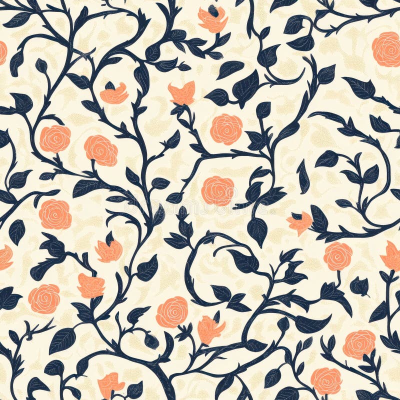 Elegant Floral Pattern with Vintage Rose Design for Decorative Use ...