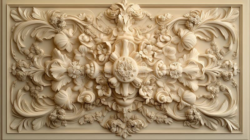 An Elegant Floral Relief Texture Set Against a Light Beige Background ...
