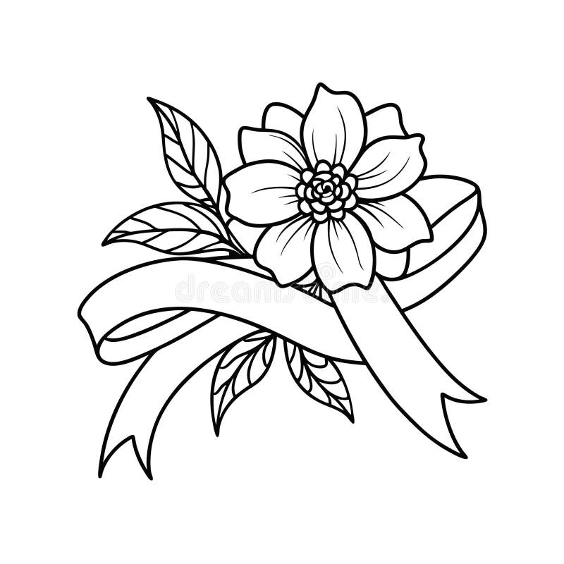 Elegant Floral Ribbon Design for Craft Projects.. Stock Illustration ...