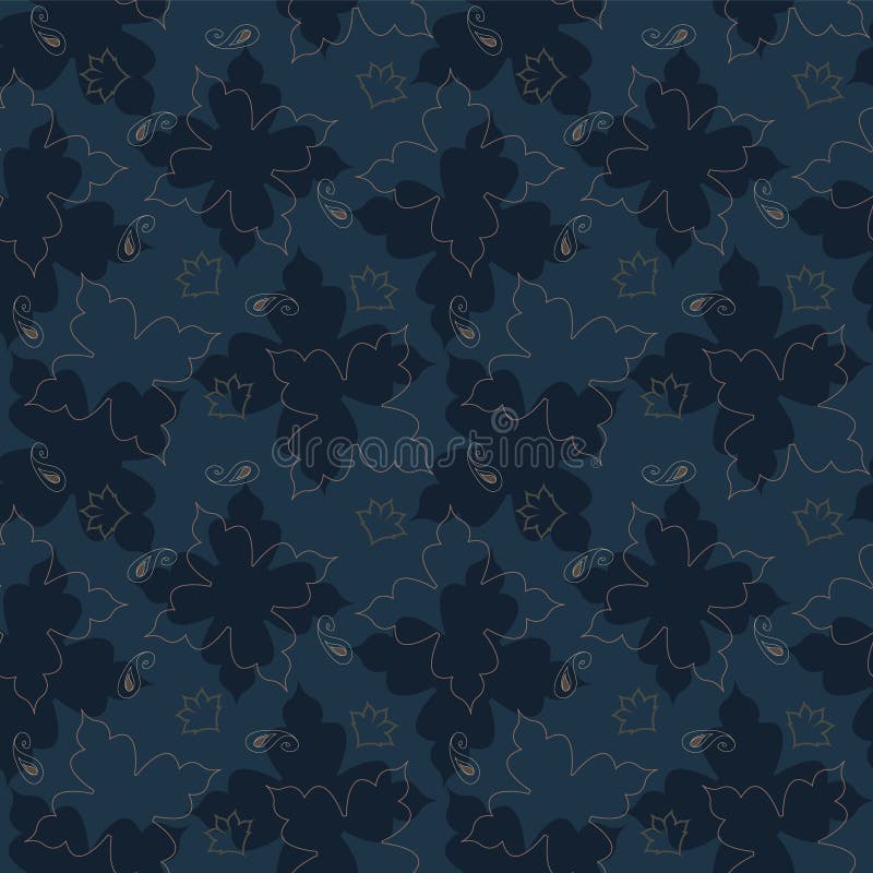 Navy Blue Elegant Floral Seamless Repeat Pattern Stock Vector ...