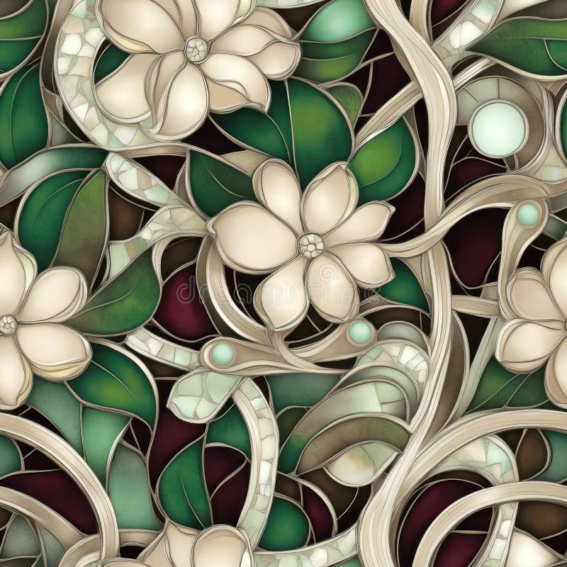 Elegant Floral Stained Glass Pattern Background Stock Image - Image of ...