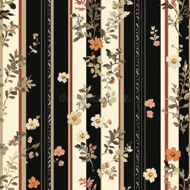 Elegant Floral and Stripes Pattern Design for Stylish Backgrounds Stock ...