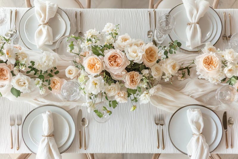 Elegant Floral Table Arrangement Stock Illustration - Illustration of ...