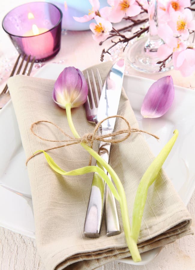 Elegant Floral Table Setting Stock Image - Image of gourmet, burning ...