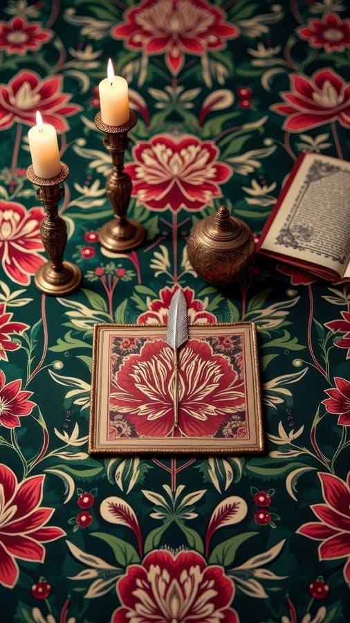 Elegant Floral Table Setting with Candles, Decorative Book, and Feather ...
