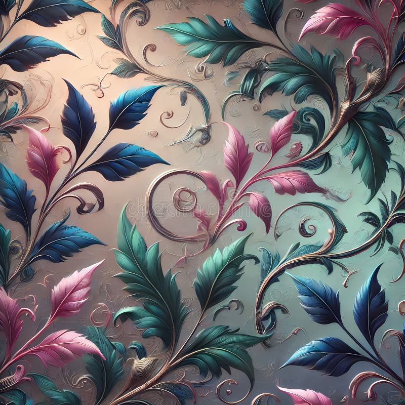 Elegant Floral Vines with Luminous Leaves and Gradient Background ...