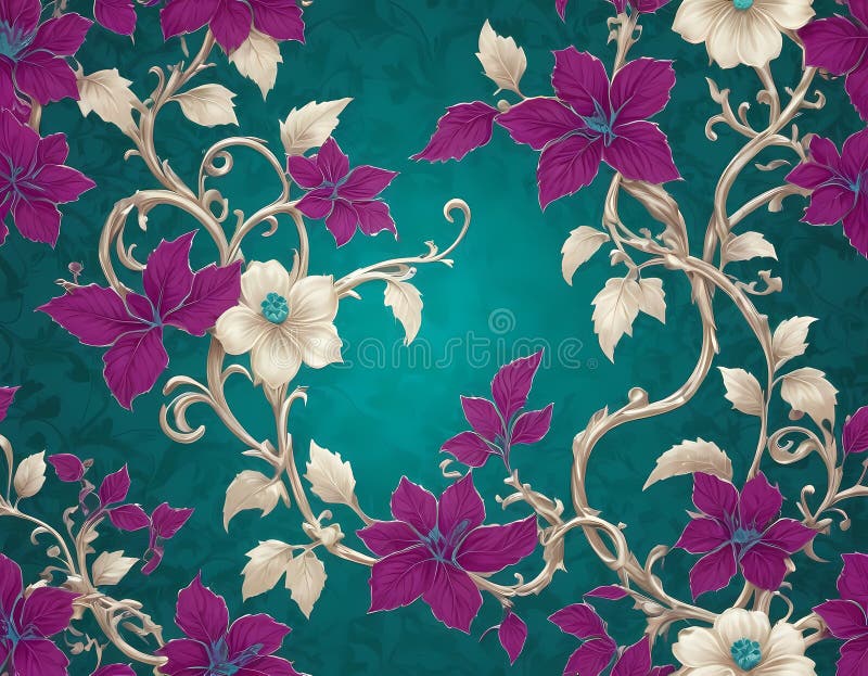 Elegant Floral Vines with Luminous Leaves and Gradient Background ...