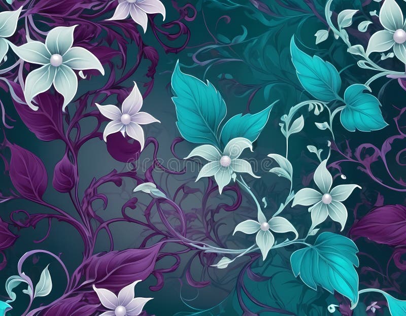 Elegant Floral Vines with Luminous Leaves and Gradient Background ...