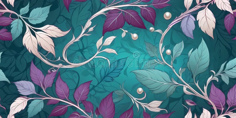 Elegant Floral Vines with Luminous Leaves and Gradient Background ...
