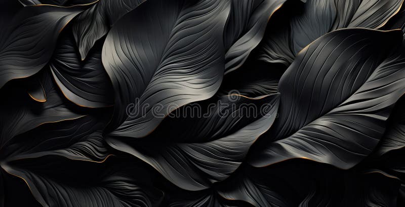 An Elegant Flow of Dark Tones: Close-up of Intricate, Smooth and Glossy ...