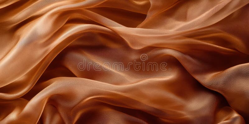 Elegant Flow of Draped Golden Brown Silk Fabric in Soft Waves Stock ...