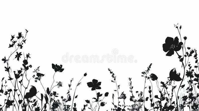 Elegant Flower Border Frame Vector Silhouette for Design Projects Stock ...