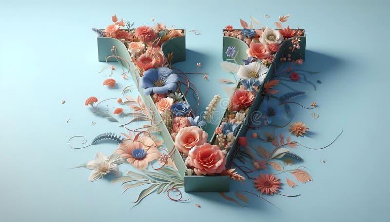 Elegant Flower Decorated V for Creative Projects Stock Illustration ...