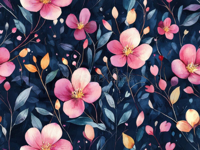 Elegant Flower Pattern Featuring a Variety of Blooms in Beautiful ...