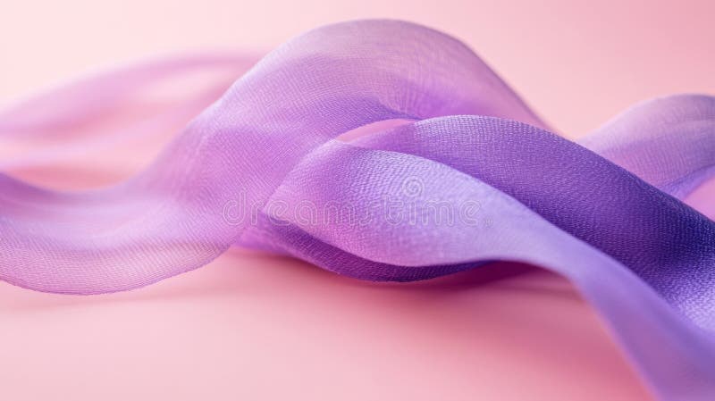 Elegant Flowing Purple Ribbon on Pink Background with Delicate Wave ...