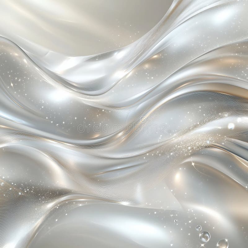 Elegant Flowing Silver Waves Sparkle with Tiny Stars. Luxurious Texture ...