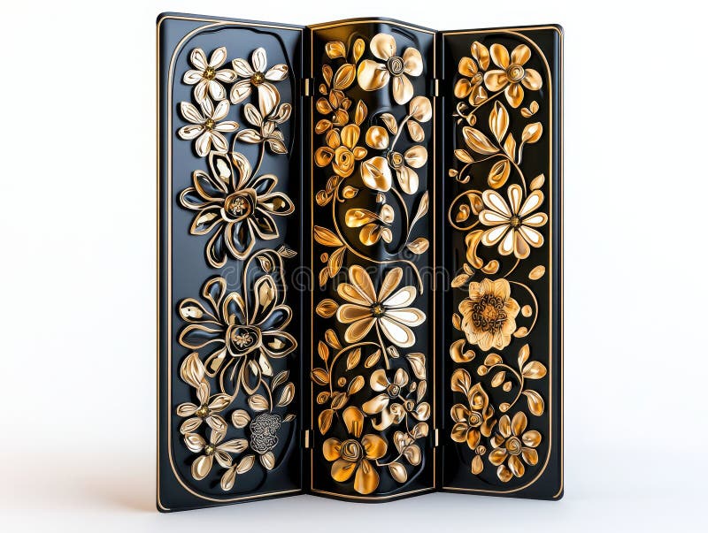 Elegant Folding Screen with Floral Design for Room Separation Stock ...