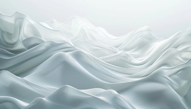 Soft White Fabric Drapes Flowing Like Waves in a Serene Setting with ...