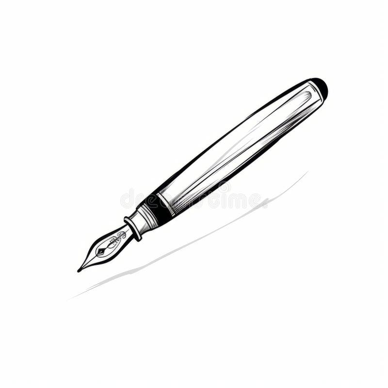Elegant Fountain Pen Clip Art with Sharp and Elongated Style Stock ...