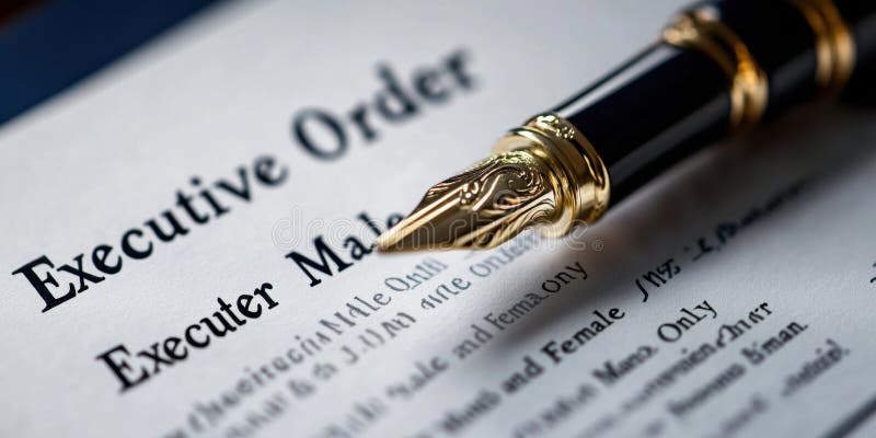 Elegant Fountain Pen on Executive Order Document with Calligraphy ...