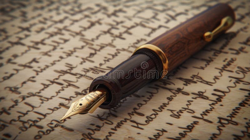 An Elegant Fountain Pen on Script. AI Generated Stock Image - Image of ...