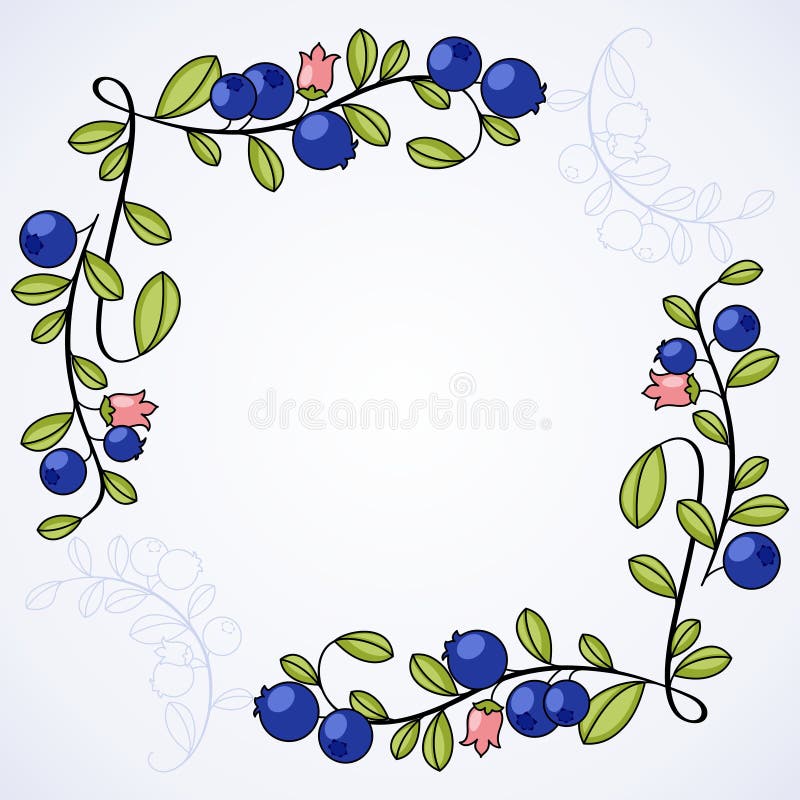 Watercolor Illustration Wedding Invitation Card with Blueberries ...